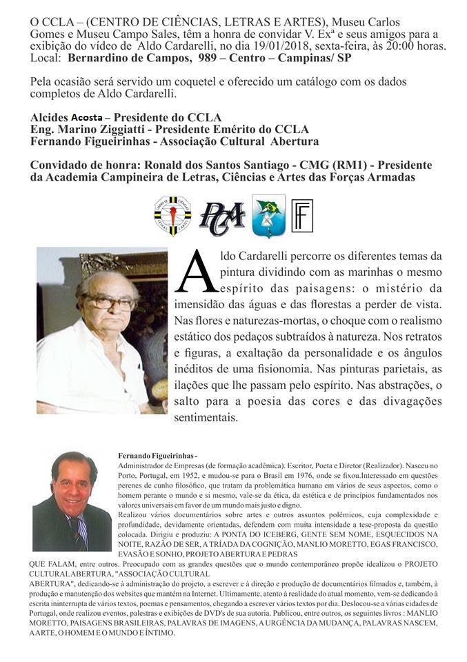 Documentário sobre Aldo Cardarelli no CCLA | CCLA